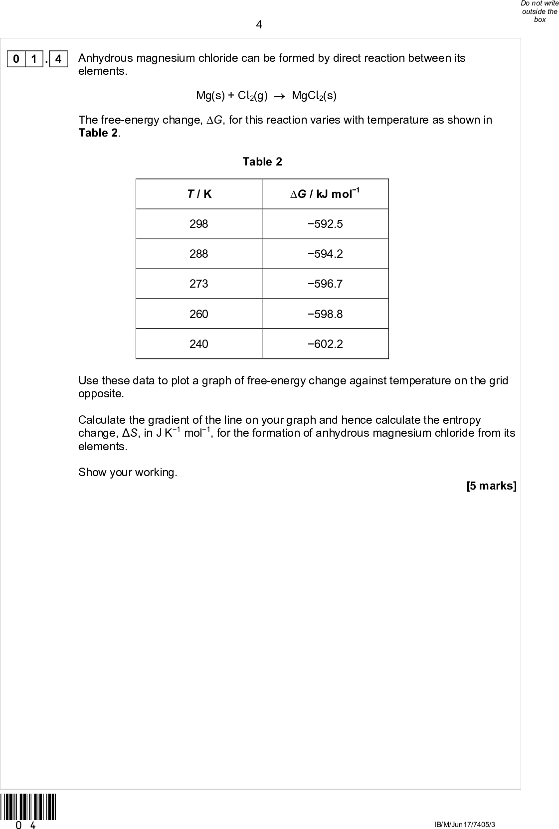 June 2017 QP Paper 3 AQA Chemistry A Level 1 2